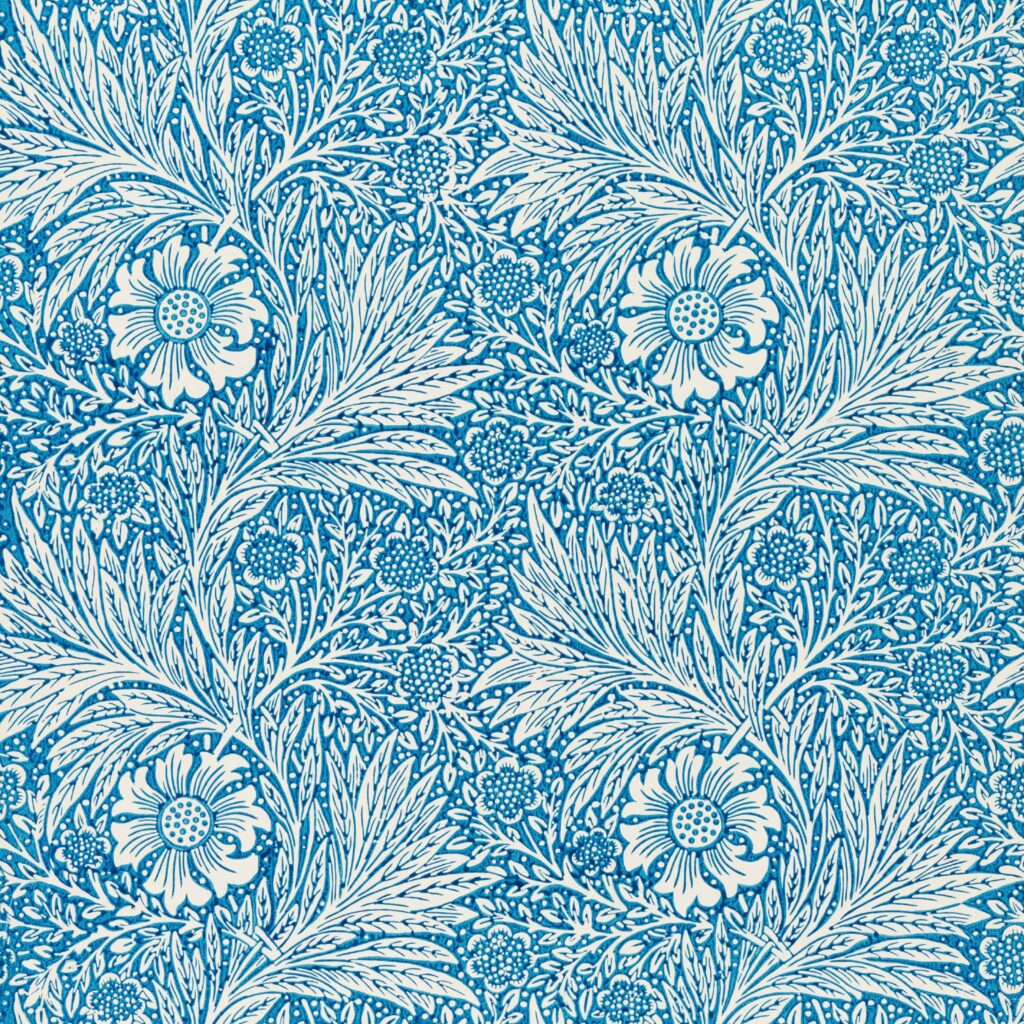 【無料壁紙】ウィリアム・モリス「マリーゴールド-ブルー (1875)」 / William Morris_Marigold-Blue ...