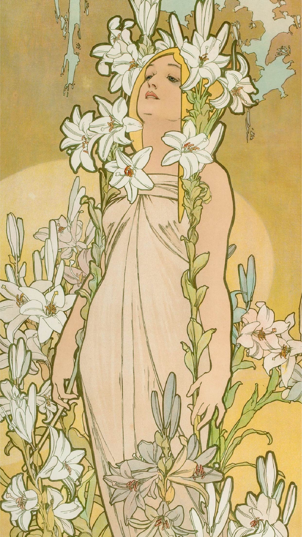 【無料壁紙】アルフォンス・ミュシャ「四つの花-ユリ (1898)」 / Alphonse Mucha_Les Fleurs-The Lily ...