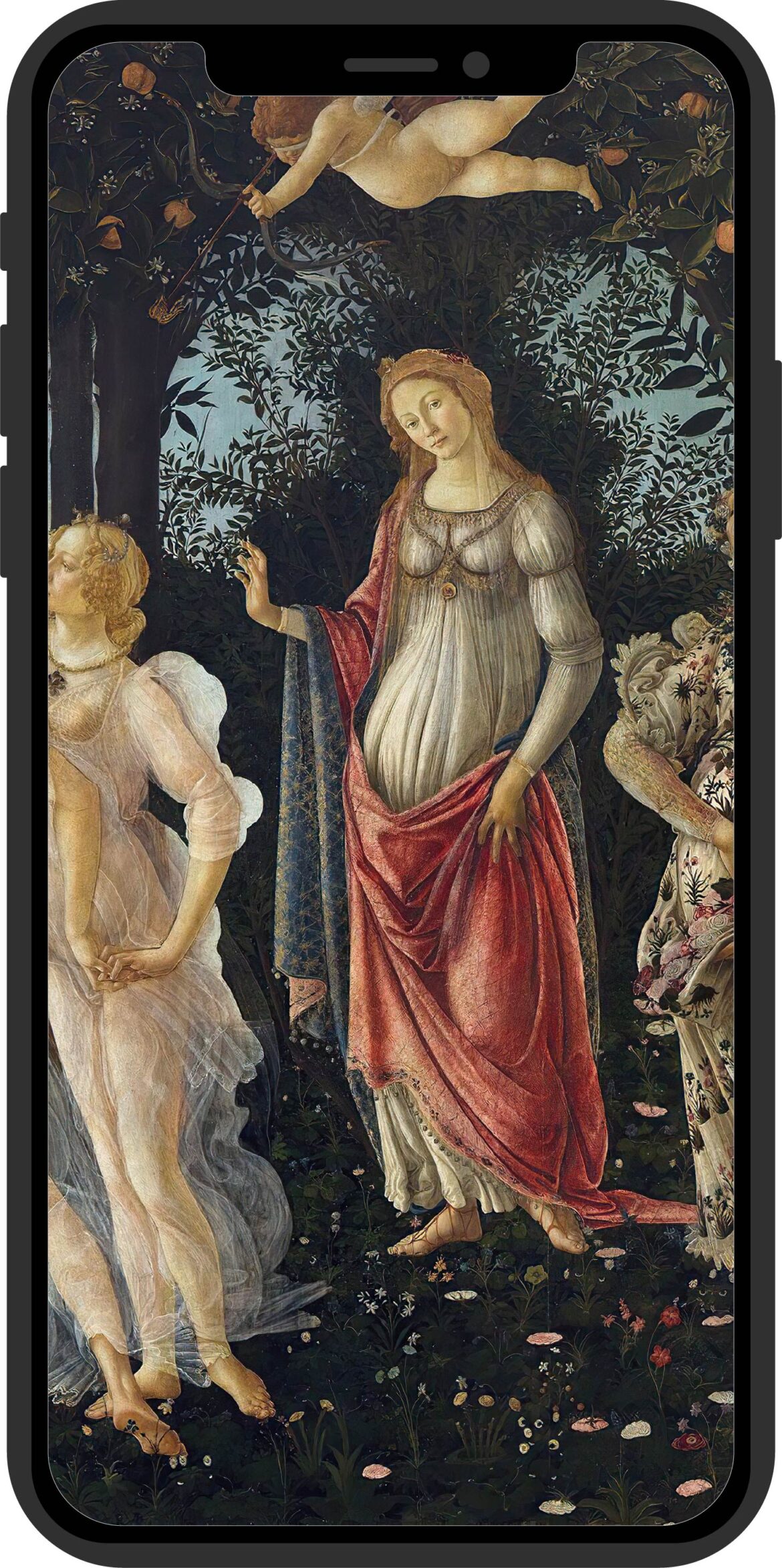 【無料壁紙】サンドロ・ボッティチェリ「春 プリマヴェーラ (1480頃)」 / Sandro Botticelli_La Primavera (ca.1480) | KABEGANI（カベガニ）